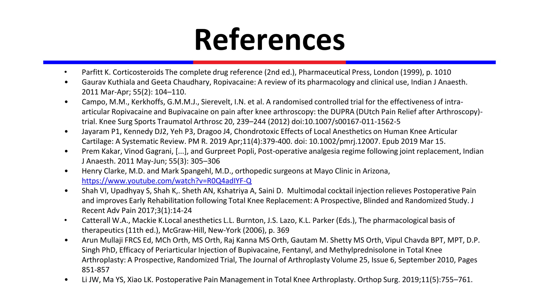 Knee Arthroplasty Intra-Articular Injection cocktail | PPTX
