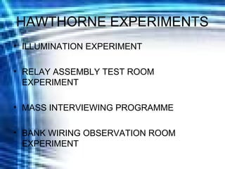 hawthorne experiment | PPT