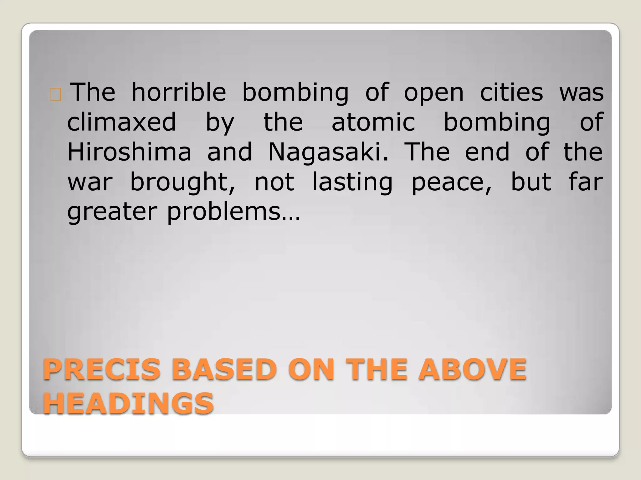 Precis Writing Slideshare Presentation | PPTX