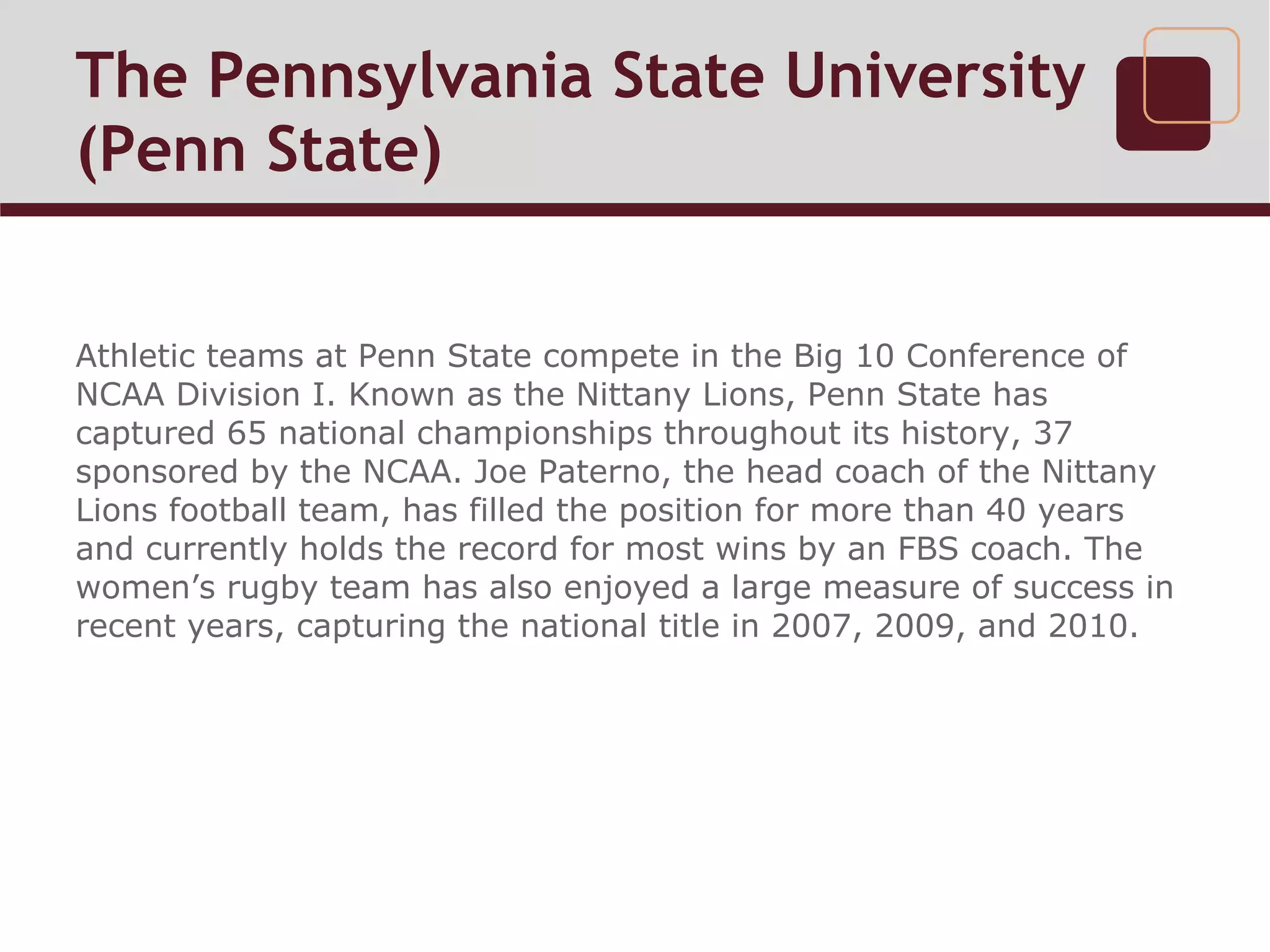 The Pennsylvania State University (Penn State) | PDF