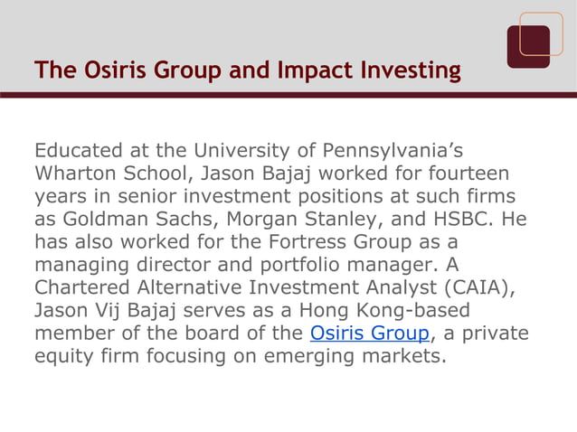 The Osiris Group and Impact Investing | PPT