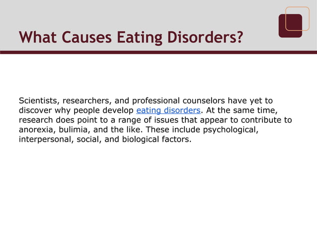 What Causes Eating Disorders? | PDF | Mental Health | Diseases and ...
