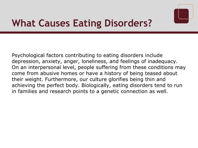What Causes Eating Disorders? | PDF | Mental Health | Diseases and ...