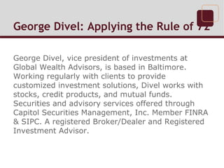George Divel: Applying the Rule of 72 | PDF