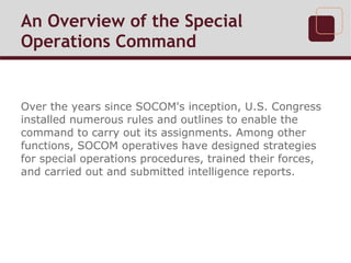 An Overview of the Special Operations Command | PDF