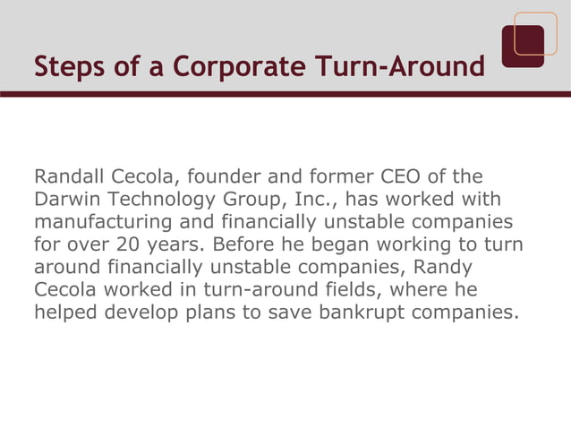 Steps of a Corporate Turn-Around | PPT