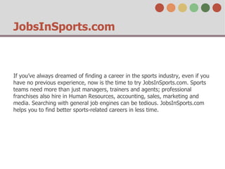 Find Your Dream Job in Sports | PDF