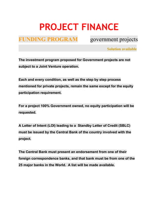 PROJECT FINANCE: GOVERNMENT PROJECTS | PDF