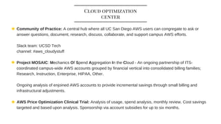 UC San Diego AWS Cost Optimization Center | PPT