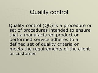 Quality control | PPT