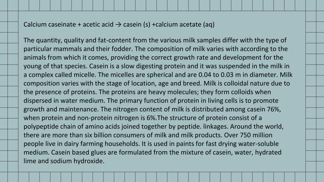 amount of caesin in milk, class 11th.pptx | Chemistry | Science