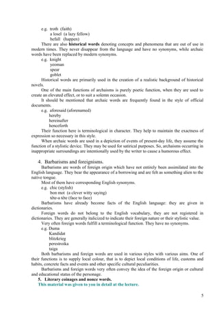 Copy of sdev stylistic differentiation of the english vocabulary | DOC
