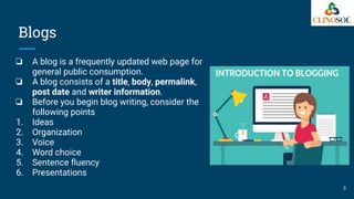 Introduction to Blogs, Presentations and Review Articles- Noorush Shifa ...