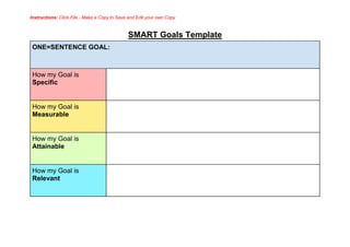 Copy of SMART Goals Template for students | DOCX