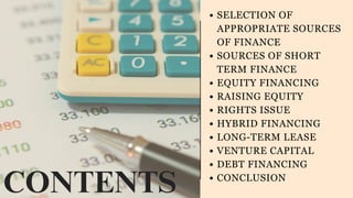 Sources of Finance for Financial Management (FM) Presentation PPT | PPT