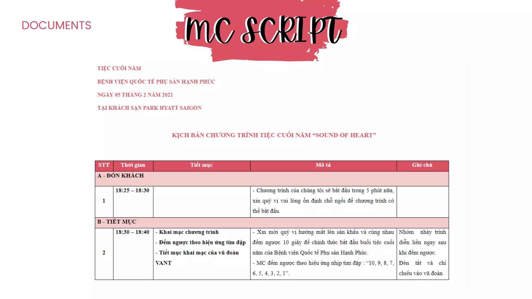 Event proposal 'Sound of heart' (Bản rút gọn) | PDF