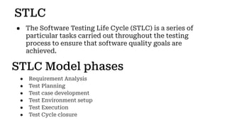 software testing life cycle methodology. | PPT