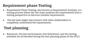 software testing life cycle methodology. | PPT