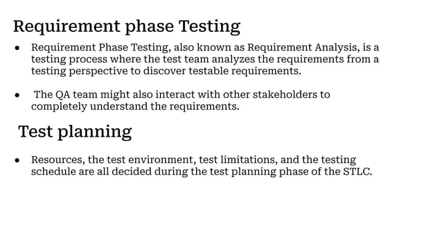 software testing life cycle methodology. | PPT