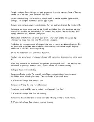 Copy of «stylistic classification of the english vocabulary» | DOCX