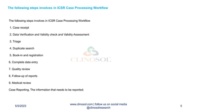Collection, Processing and Reporting of ICSR | PPTX