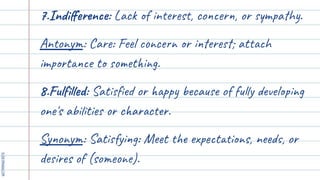 Synonyms & Antonyms presentation for spelling | PPT