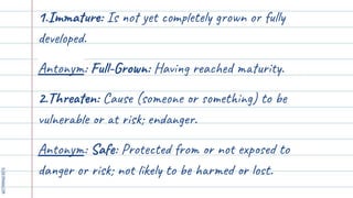 Synonyms & Antonyms presentation for spelling | PPT