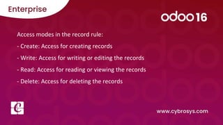 Security - Record Rules in Odoo 16 | PPT