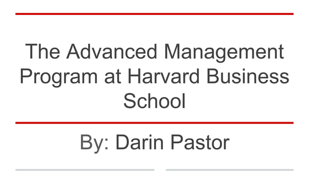 The Advanced Management Program at Harvard Business School | PPTX ...