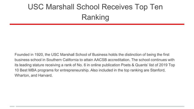 USC Marshall School Receives Top Ten Ranking | PPT