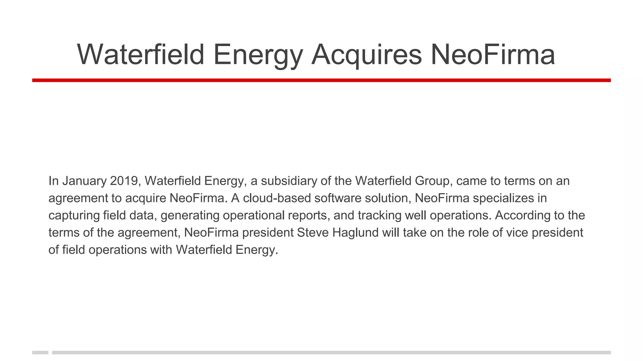 Waterfield Energy Acquires NeoFirma | PPTX