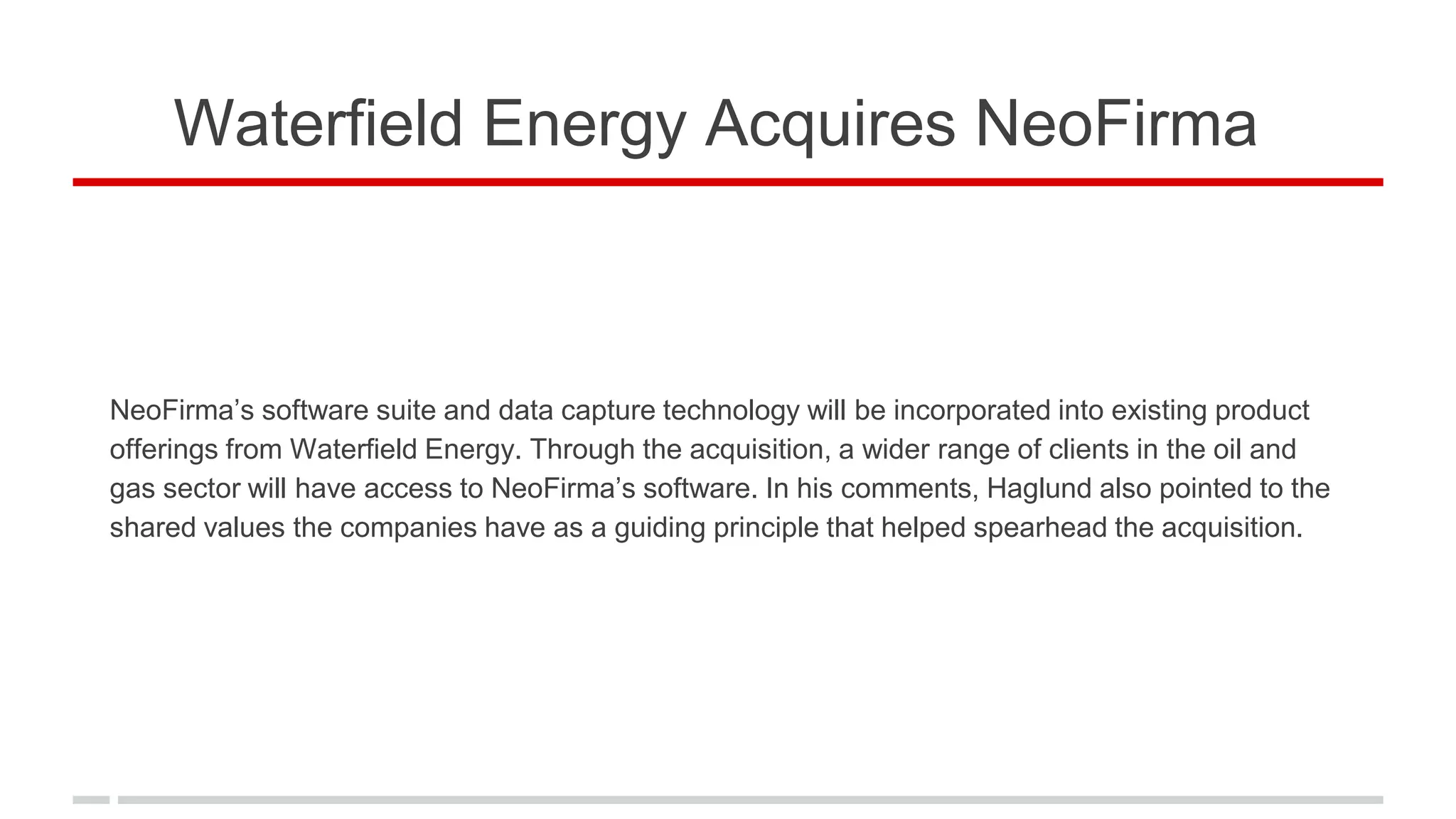 Waterfield Energy Acquires NeoFirma | PPTX