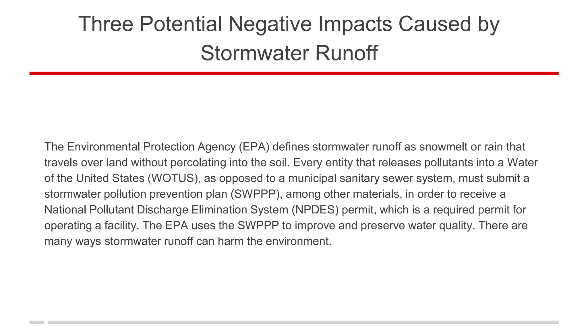 Three Potential Negative Impacts Caused by Stormwater Runoff | PPT