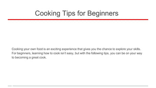 Cooking Tips for Beginners | PPTX