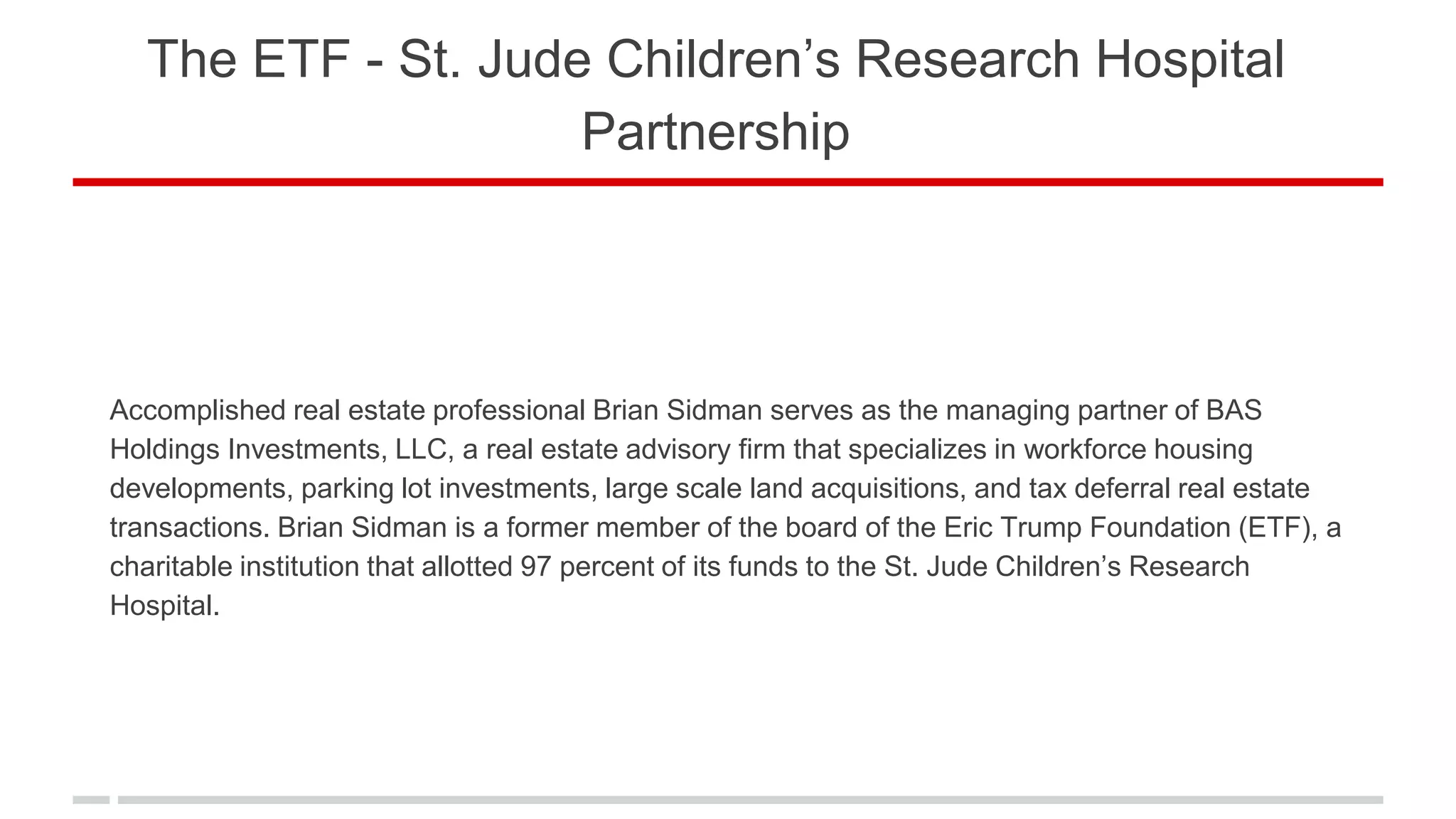 The ETF - St. Jude Children’s Research Hospital Partnership | PPTX