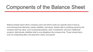 Components of the Balance Sheet | PPTX