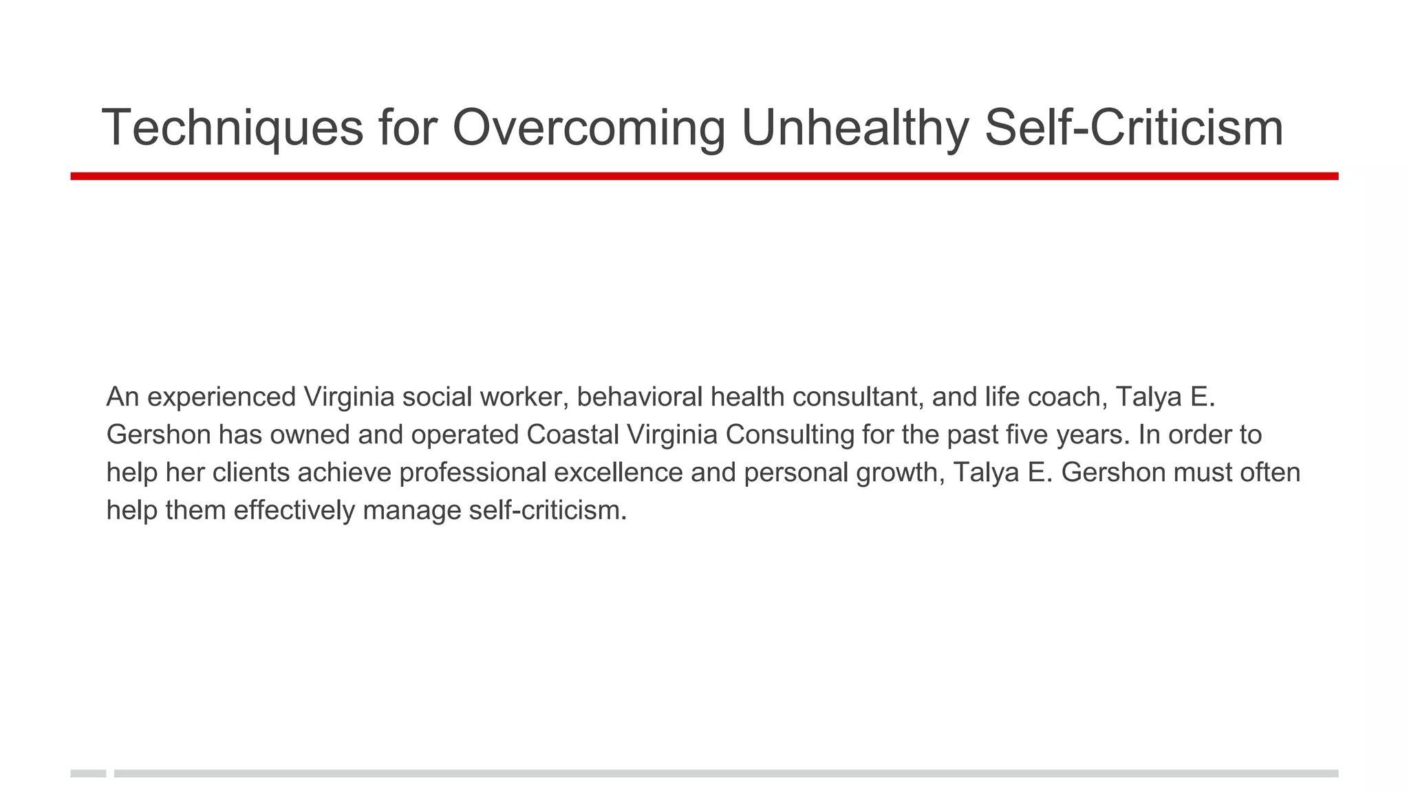 Techniques for Overcoming Unhealthy Self-Criticism | PPT