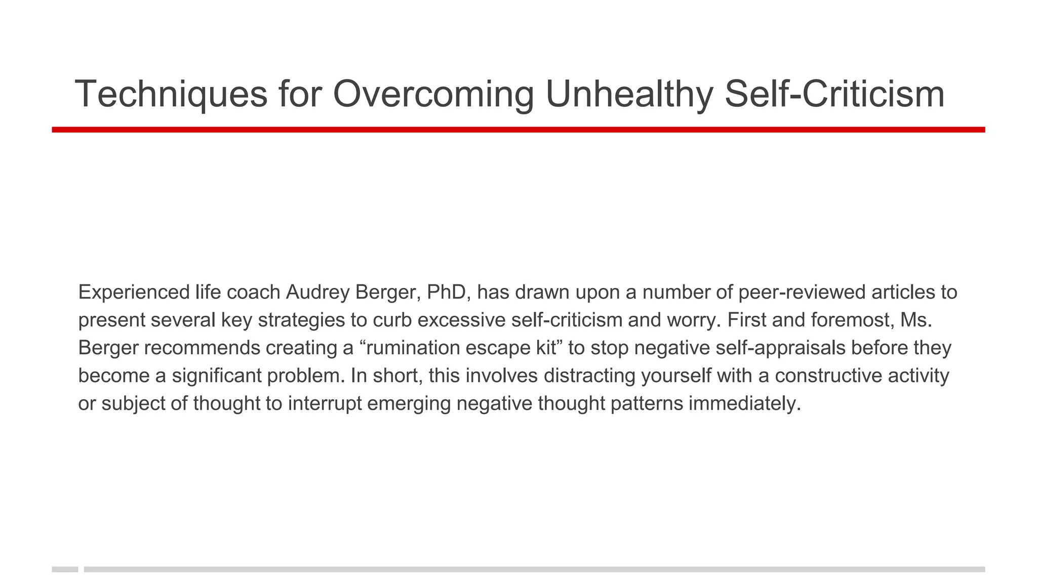 Techniques for Overcoming Unhealthy Self-Criticism | PPT