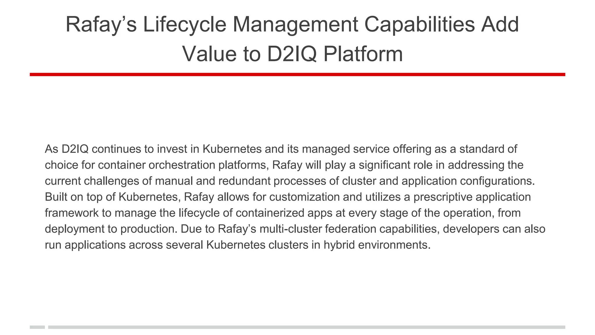 Rafay’s Lifecycle Management Capabilities Add Value to D2IQ Platform | PPTX