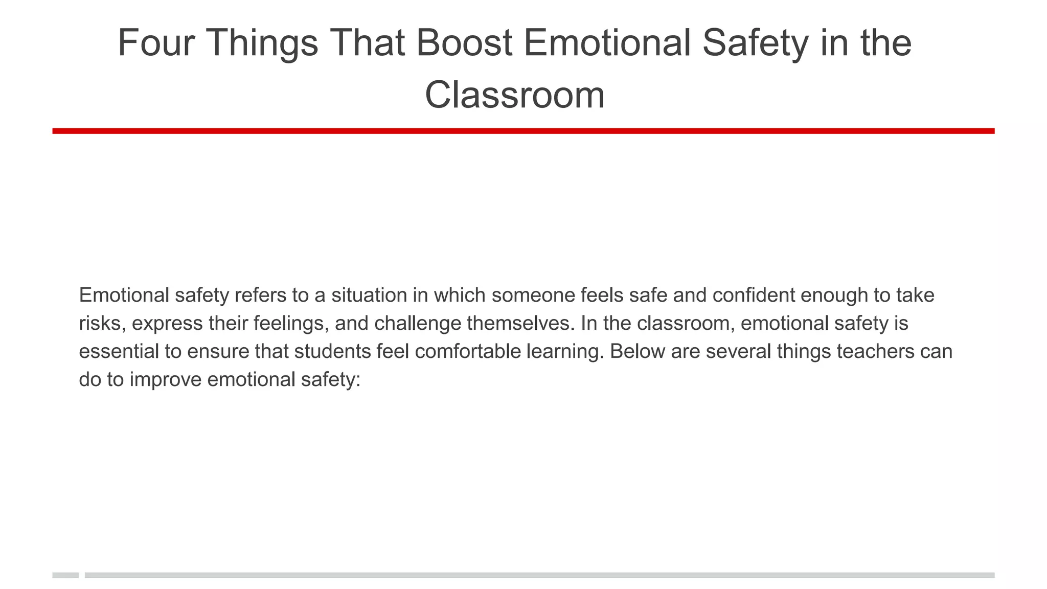 Four Things That Boost Emotional Safety in the Classroom | PPTX