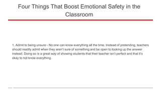 Four Things That Boost Emotional Safety in the Classroom | PPT