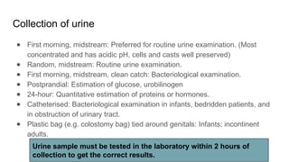 Routine urine examination including physical chemical and microscopy ...