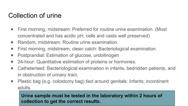 Routine urine examination including physical chemical and microscopy ...