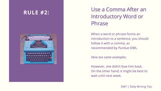 When to use a comma: 10 rules and examples | PDF