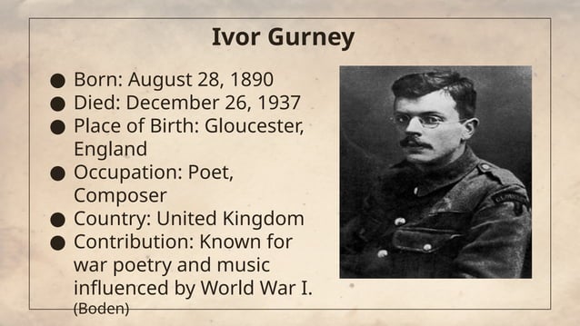 Poem Analysis: 'The Target' by Ivor Gurney | PPTX | Death, Injury, or ...