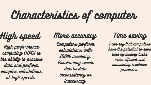 Basic of computer. Characteristics of computer | PPT