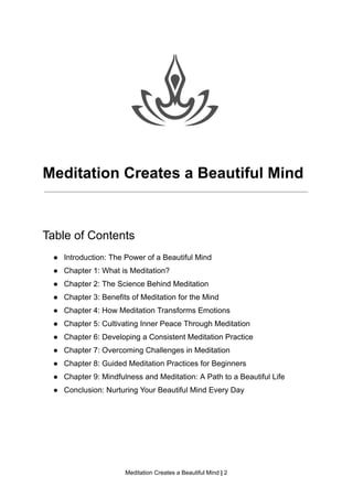 Introducing Meditation Creates a Beautiful Mind | PDF