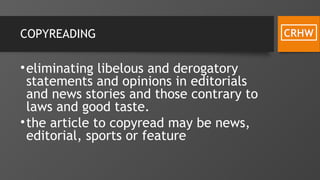 Copyreading and Headline Writing Lesson for Campus Journalism | PPTX