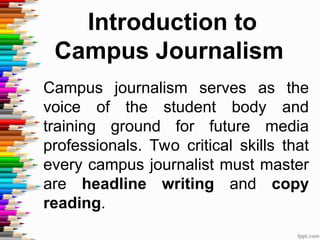 Copyreading-Headline-Writing.ppt for campus journalism | PPT