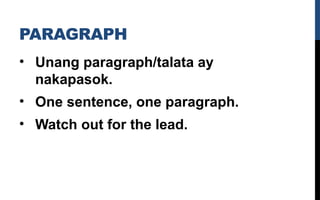 Copy Reading and Headline Writing/Pagwawasto ng Sipi at Pag-uulo ng ...